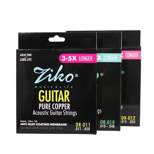 1 Set of ZIKO DR 010-012 Acoustic Guitar Strings Pure Copper UK ...