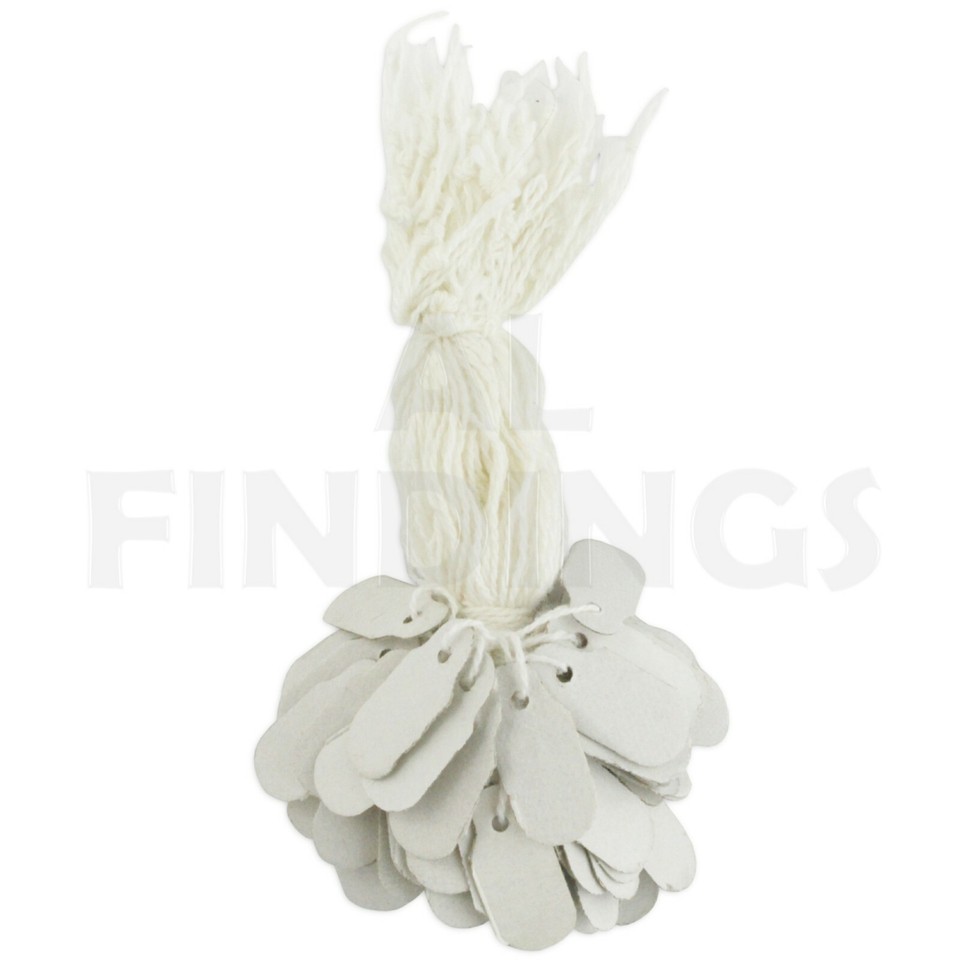 PLAIN WHITE STRUNG STRING GIFT TAGS TIE ON LABELS JEWELLERY DISPLAY ...