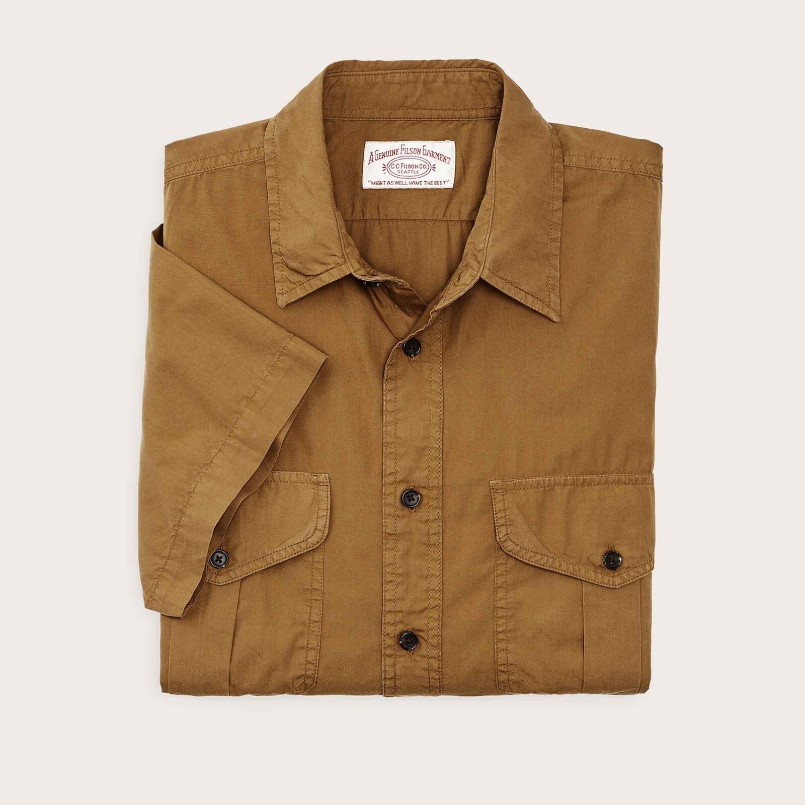 Filson Washed Short Sleeve Feather Cloth Shirt 20189134 Gold Ochre Dark ...