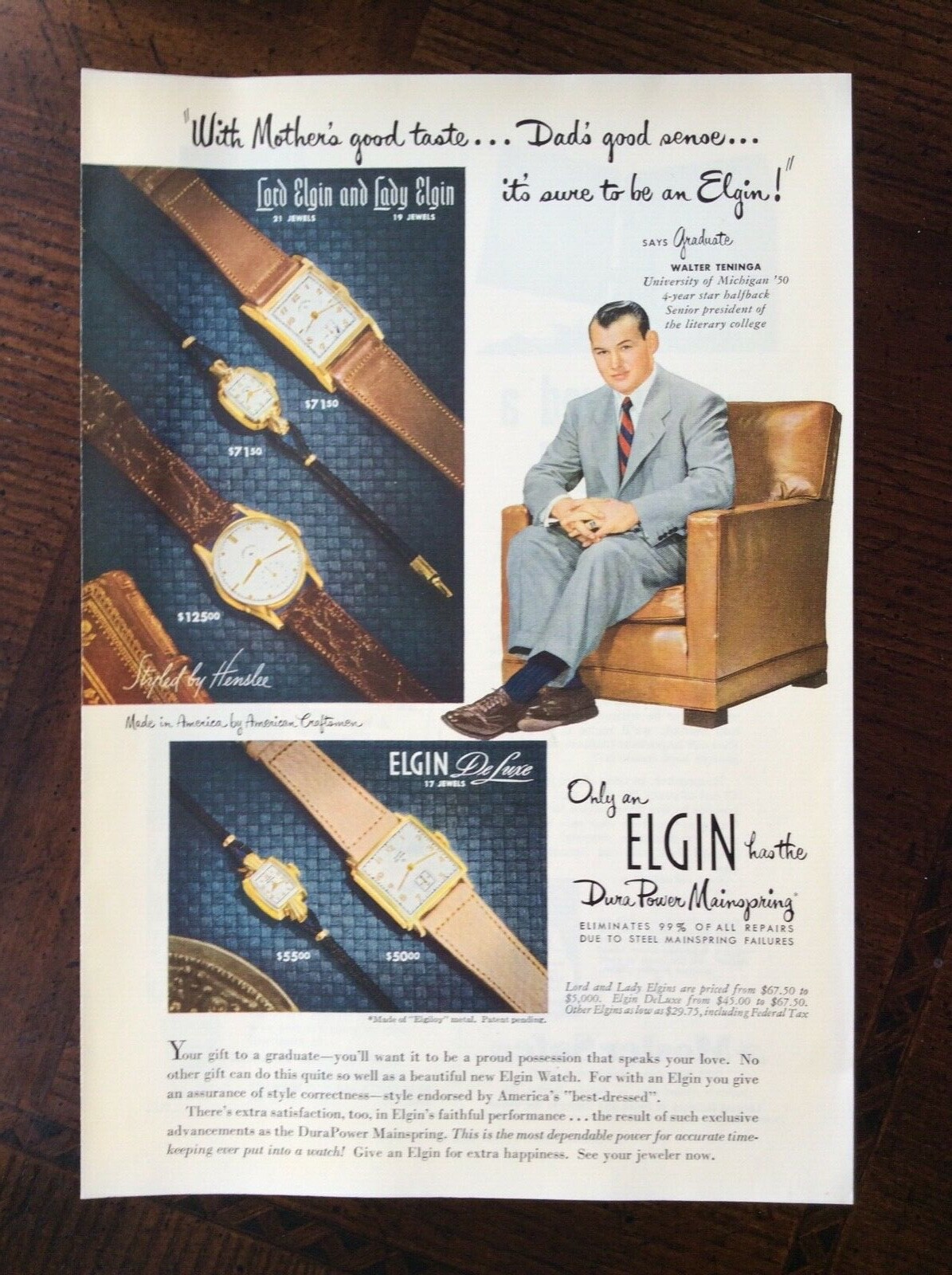 1950 vintage original ad Elgin Watches Lord Elgin & Lady Elgin Fine ...