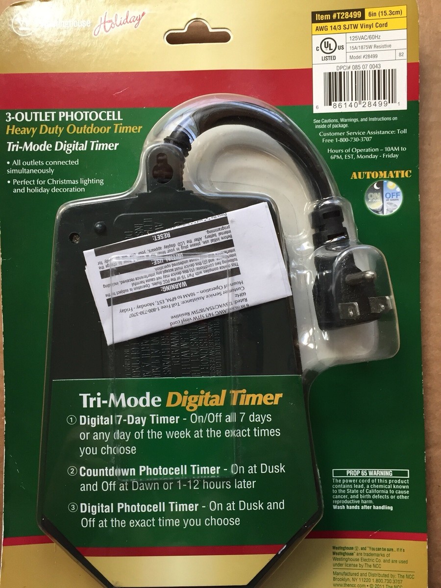 Westinghouse Programmable Outdoor Timer 3 Outlets 28499 Manual Wallbox