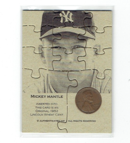 AUTHENTICATED INK PUZZLE COIN CARD MICKEY MANTLE 1952 PENNY | eBay