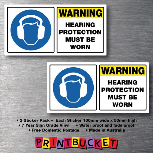 Hearing protection must be worn stickers water/fade proof vinyl | eBay