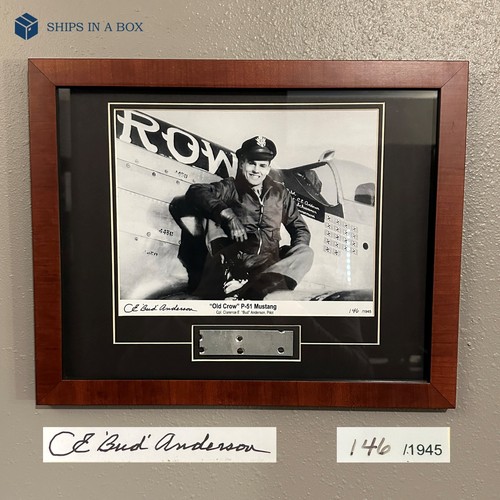 Signed “Old Crow” P-51 Mustang Relic Print, WWII Ace Col. Bud Anderson ...