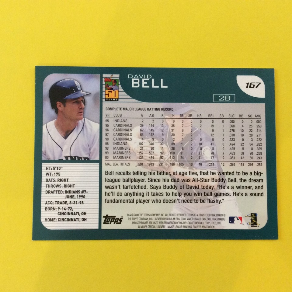 2001 Topps #167 David Bell Seattle Mariners | eBay