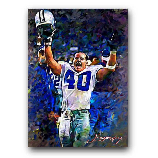 Bill Bates #2 Art Card Limited 21/50 Edward Vela Signed (Dallas Cowboys ...