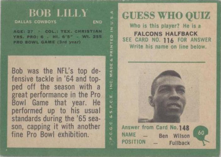 1966 Philadelphia Bob Lilly #60 for sale | eBay