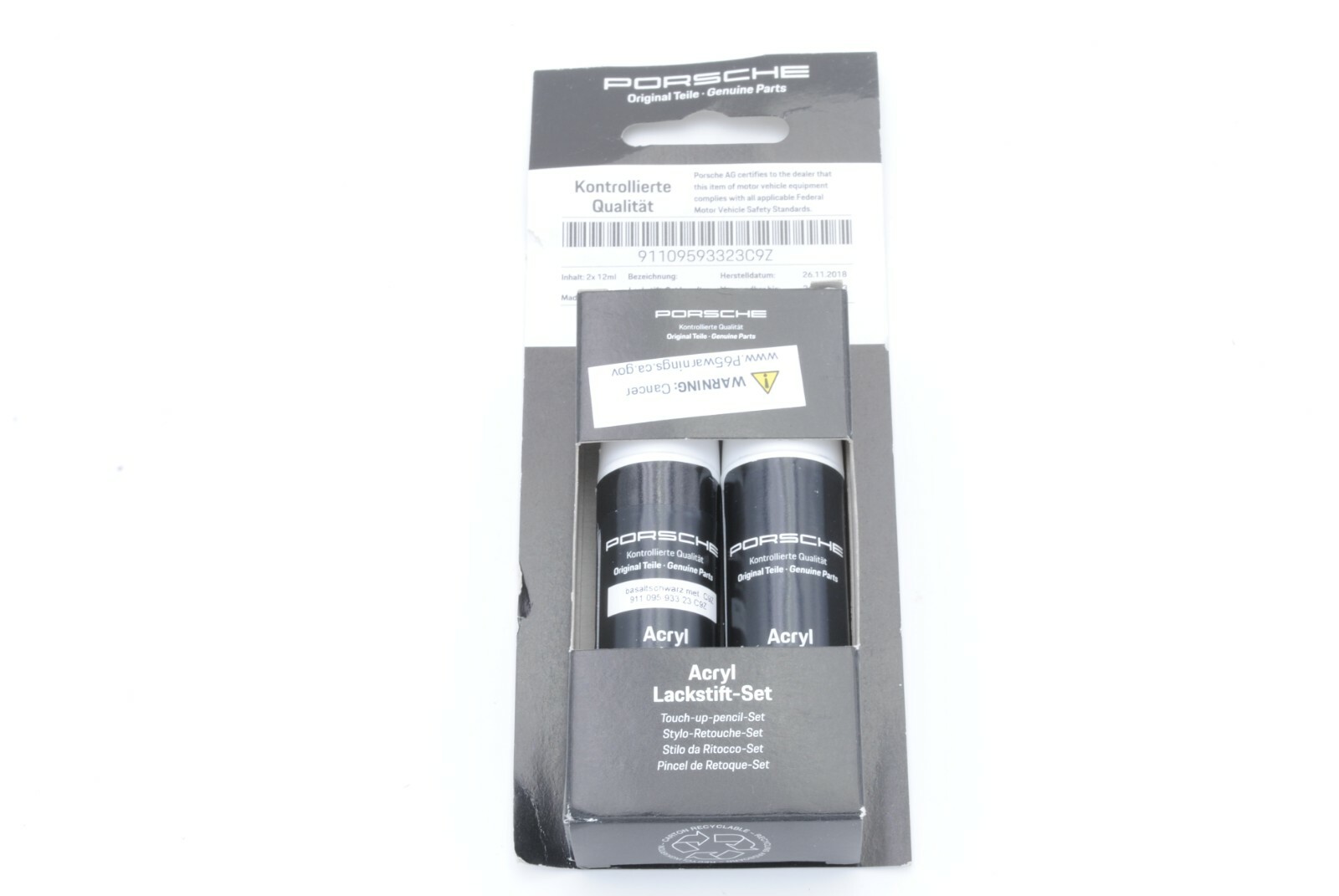 New Genuine Porsche Touch up Paint Bassalt Black Metallic Paint Code ...