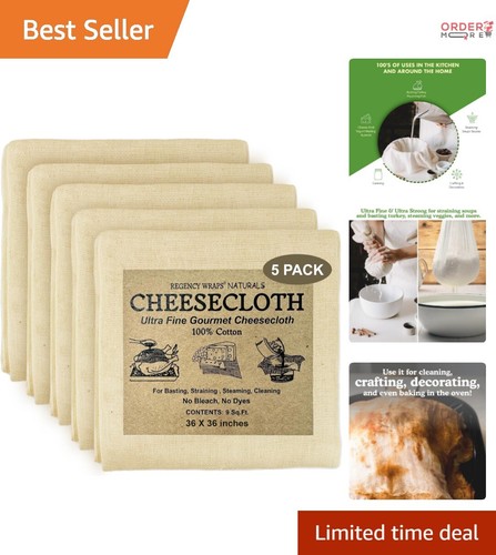 Multi-Purpose Chef-Grade Cotton Cheese Cloth - 5 Pack, Food Safe & Oven ...