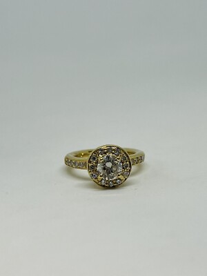 18k Yellow Gold Round Shape Natural Diamond Ring | eBay