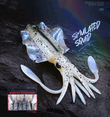 5Pcs Soft Squid Bait Wobbler UV Luminous Saltwater Fishing Lures 7cm/10 ...