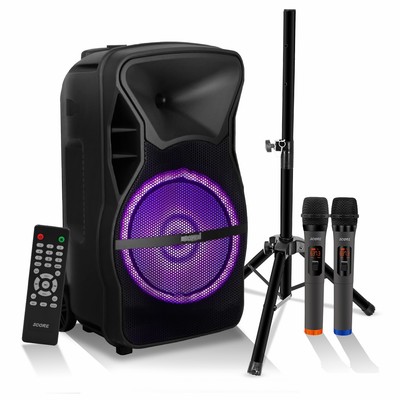 5Core 15 in Speaker PA DJ System Karaoke 2 Mic LED Party BT BOOM Box ...