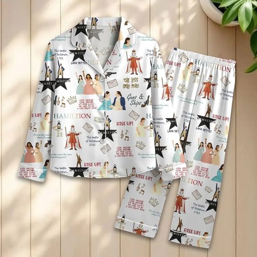 Hamilton Musical Satin Pajamas Set, Broadway Sleepwear, Luxury Fan Gift ...