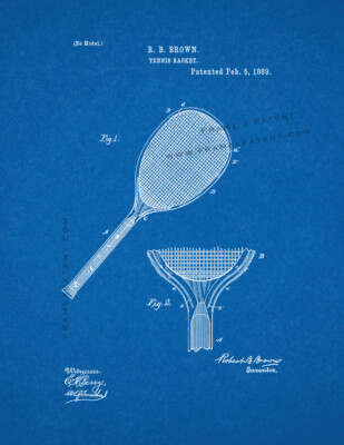 Tennis Racket Patent Print Blueprint | eBay
