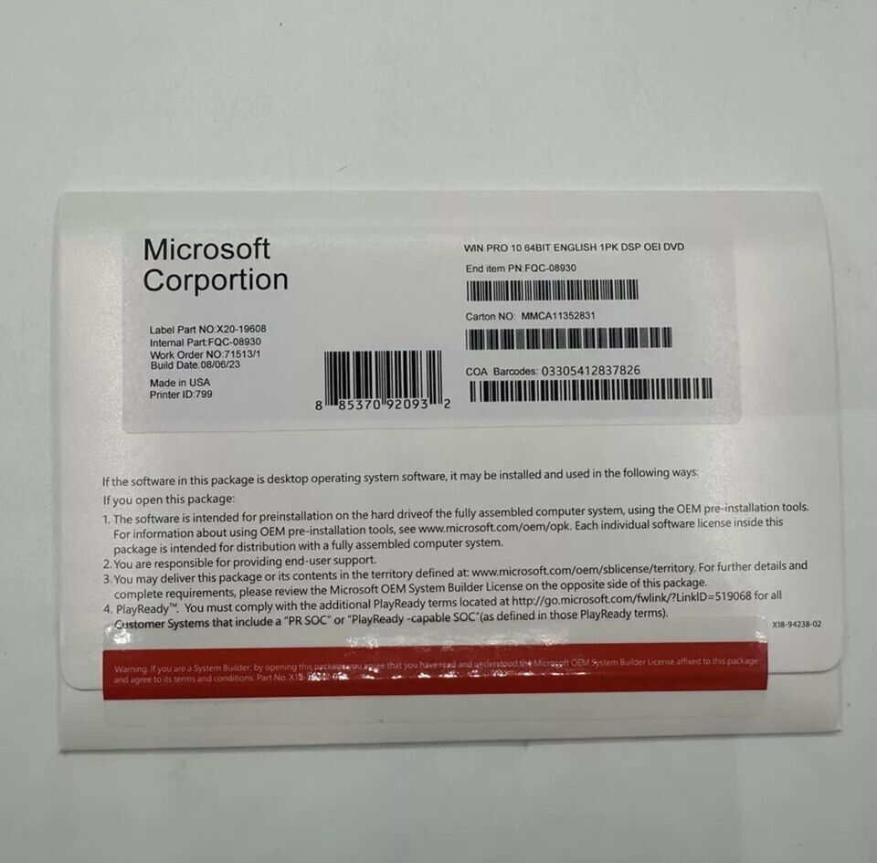 *NEW Win 10 Pro x64 Bit | Full License DVD with Genuine Product Key! | eBay