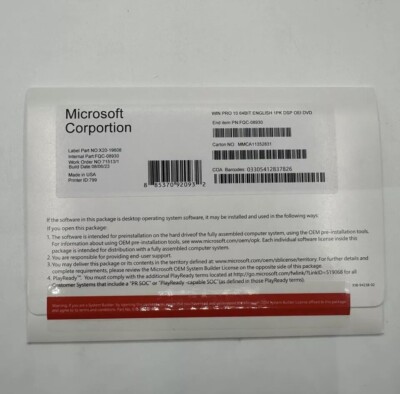 *NEW Win 10 Pro x64 Bit | Full License DVD with Genuine Product Key! | eBay