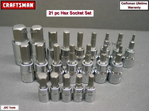 CRAFTSMAN TOOLS 21 pc Hex Allen key bit ratchet wrench socket set 14 | eBay