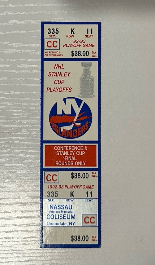 1993 New York Islanders Playoff Phantom Ticket Stub Nassau Coliseum ...