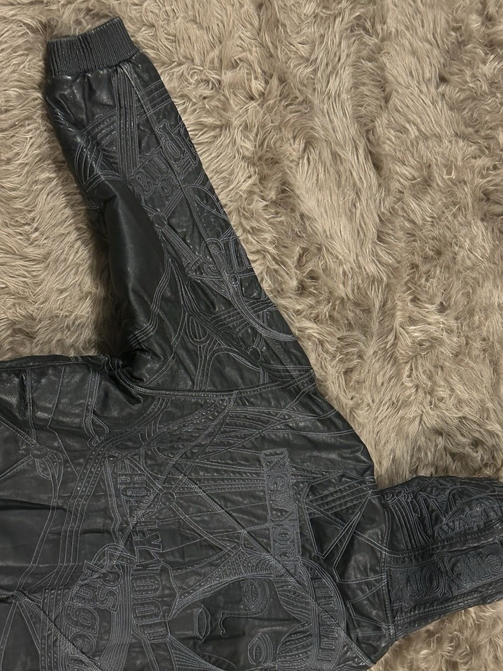 Max Men’s Real Leather Jacket 5X Embossed Puffer Fur Hood Streetwear ...