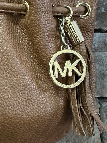 Michael Kors Camel Brown Pebbled Leather Crossbody Shoulder bag Tassel ...