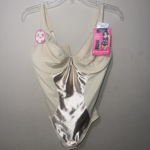 Maidenform Beige Flexees Unlined Cup Built-In Bra Body Shaper US 36D ...