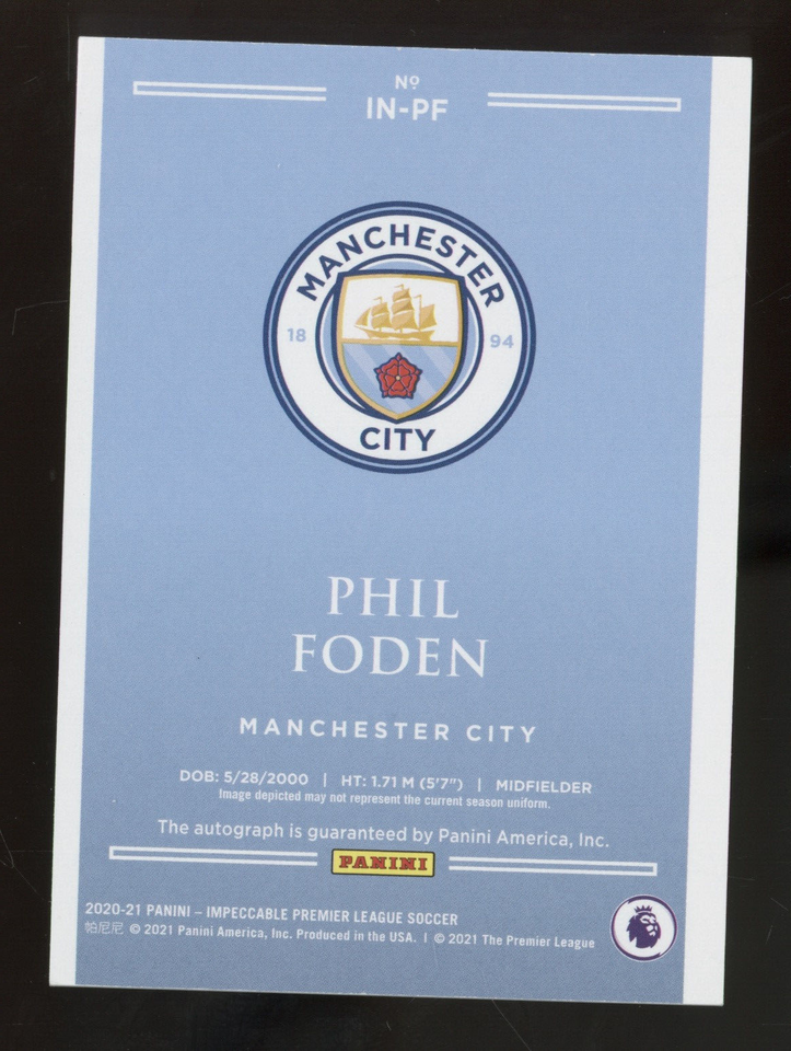 2020 Panini Impeccable Indelible PLS Signature Phil Foden /25 Auto ...