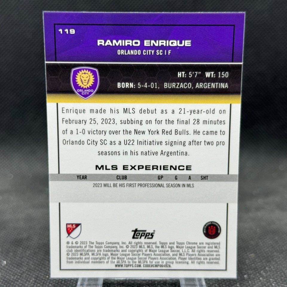 Ramiro Enrique 2023 Topps Chrome MLS Base Rookie Orlando City SC #119 ...