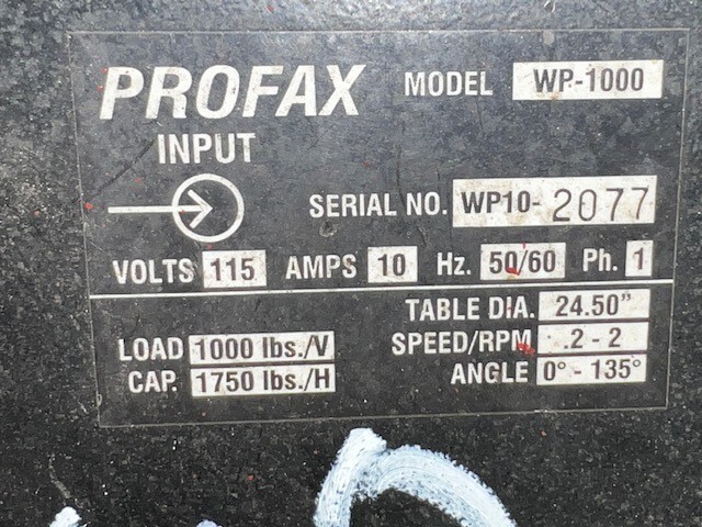 PROFAX WELDING POSITIONER WP-1000 1000 LBS CAP. 115 VOLTS 10 AMP SINGLE ...