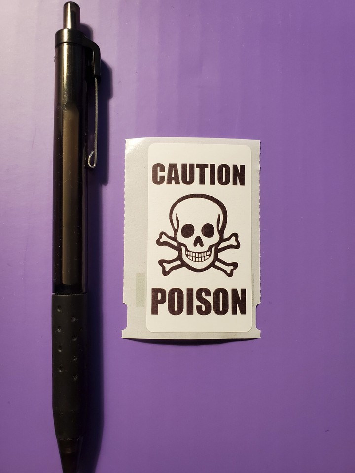 Caution Poison Warning Stickers Thermal Water Resistant Lab Chemicals ...