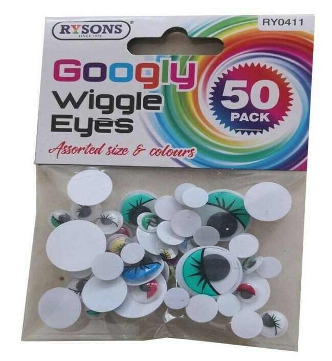 50 Googly Googley Eyes Mixed Colours Wiggly Wobbly Art Craft Fun Kids ...