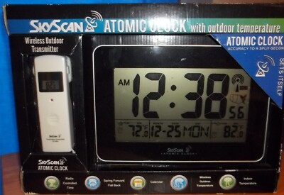SkyScan Atomic Clock 88909 With Outdoor Temperature Wireless ...