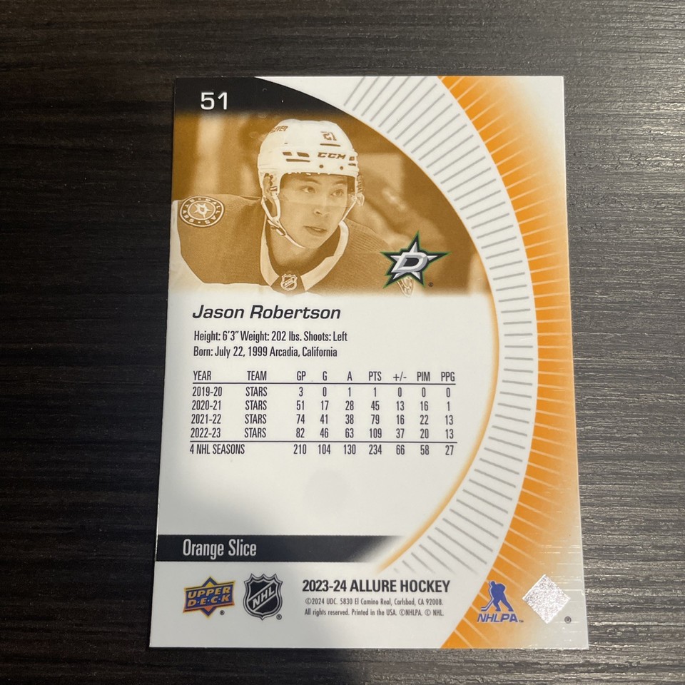 Jason Robertson, Dallas Stars 2023-24 Allure Orange Slice #51 | eBay