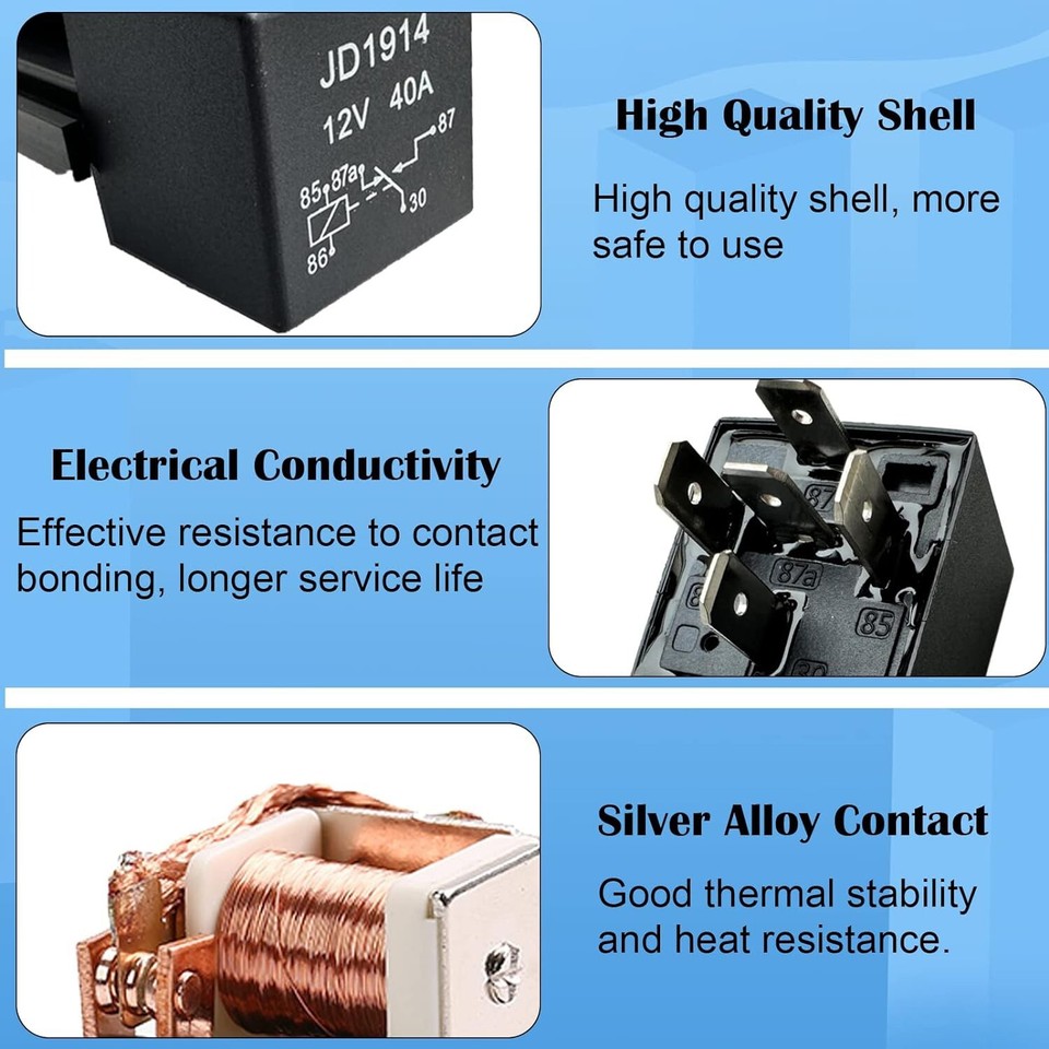 6* 5Pin Car Automotive SPDT Relay Switch Harness Socket Waterproof 40A ...