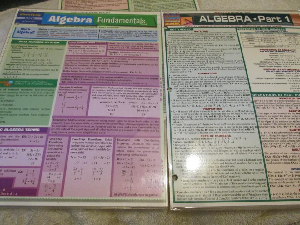 Lot 9 Quick Study Academic Reference Guides MATH Trigonometry Algebra ...