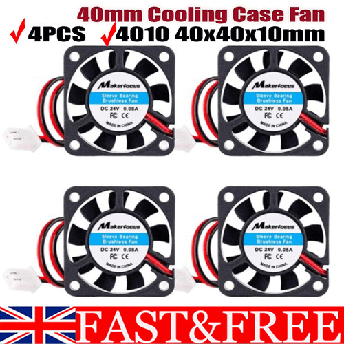4Pcs 12V 40mm Cooling Case Fan 4010 40x40x10mm DC Mini Silent 3D ...