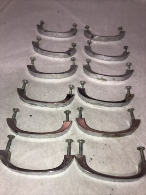 12 Cabinet Door Handle Drawer Pulls Mid-Century Stanley Vintage Chrome ...