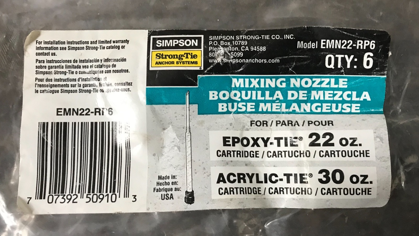 4pc Dual Cartridge Adhesive EPCON Round Mixing NOZZLES ITW Ramset RED ...