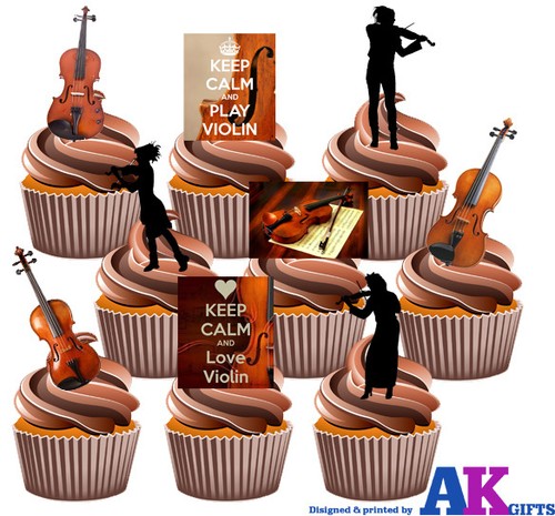 Violin Party Pack 36 Edible Stand up Cup Cake Toppers Classical ...