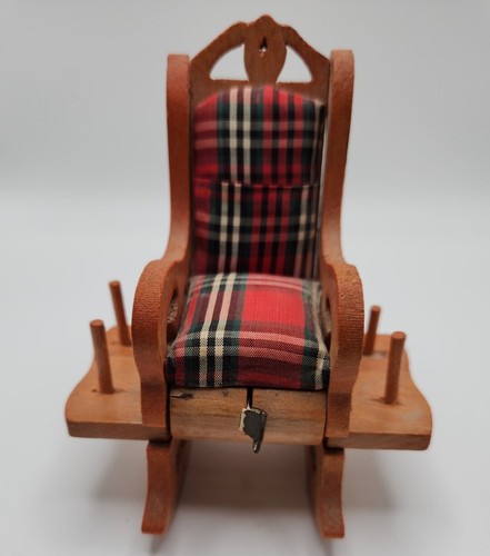 Vtg Rocking Chair Pin Cushion Tape Sewing Thread Spool Holder Napco ...