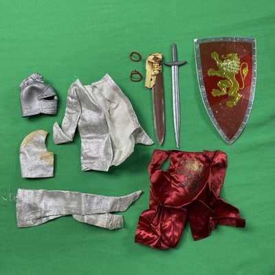 Vintage Barbie Ken Doll King Arthur Silver Hood Outfit Shield Belt ...