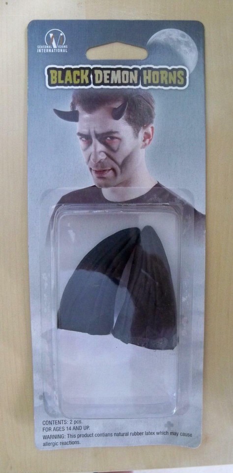 BLACK DEMON DEMONIC DEVIL LATEX HORNS PROSTHETIC MAKEUP KIT COSTUME ...