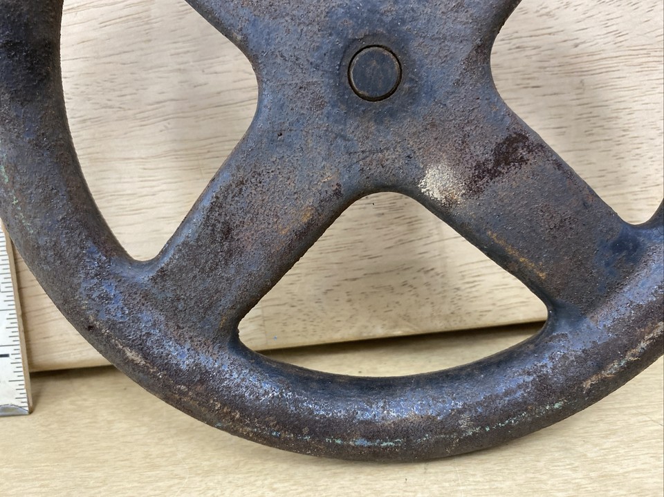8" CAST IRON WHEEL Steampunk Valve Handle Industrial #47078 THICK HEAVY ...