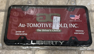 JEEP LIBERTY License Plate Frame Stainless Steel Black Automotive Gold ...