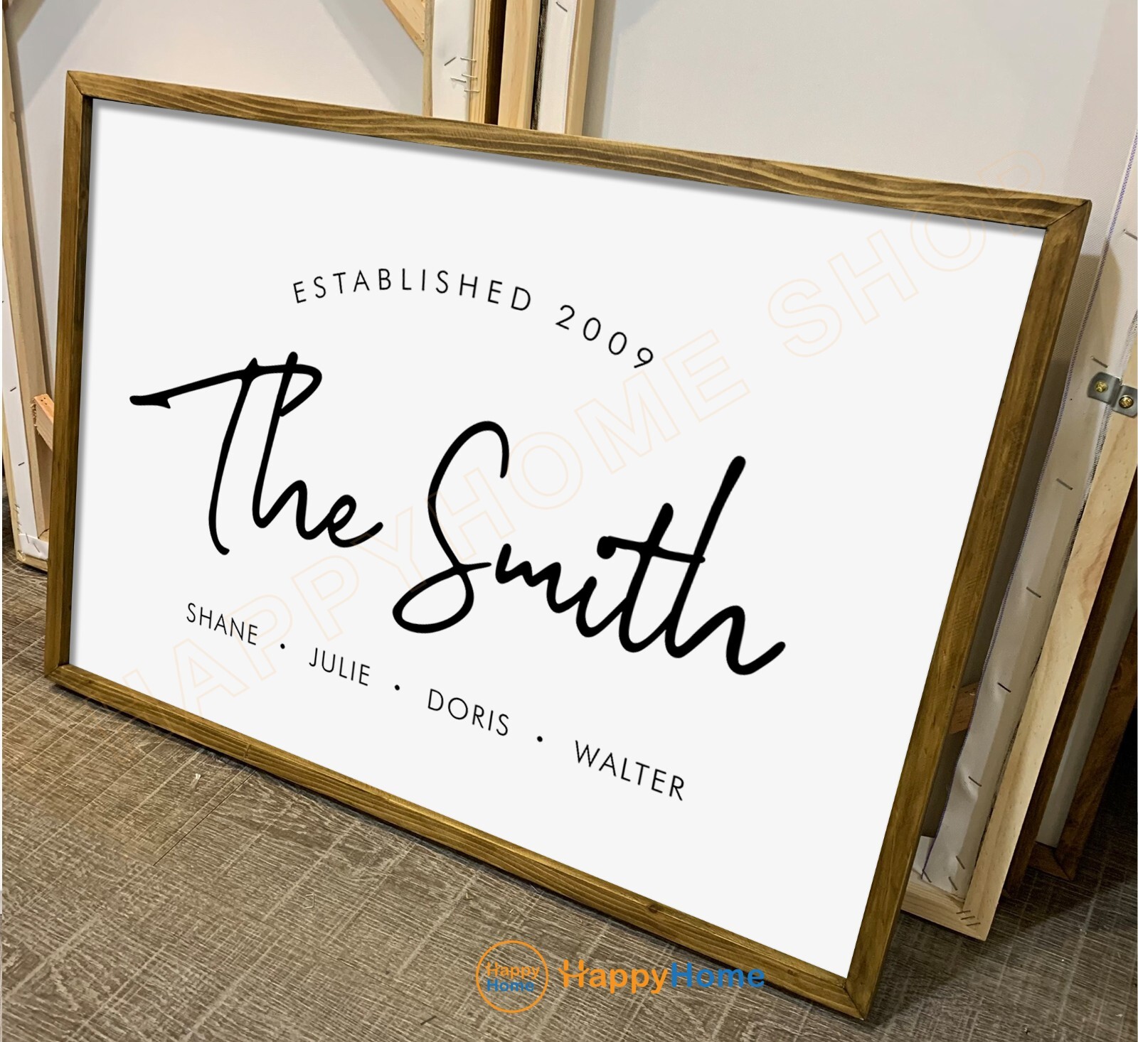 Personalized Family Name Sign Custom Established Monogram Print Room ...