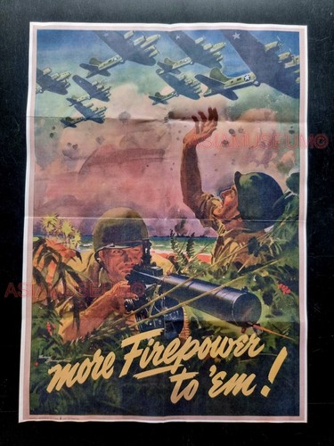 1942 WW2 USA AMERICA WAR PLANE ARMY FIREPOWER RIFLE GUN US PROPAGANDA ...
