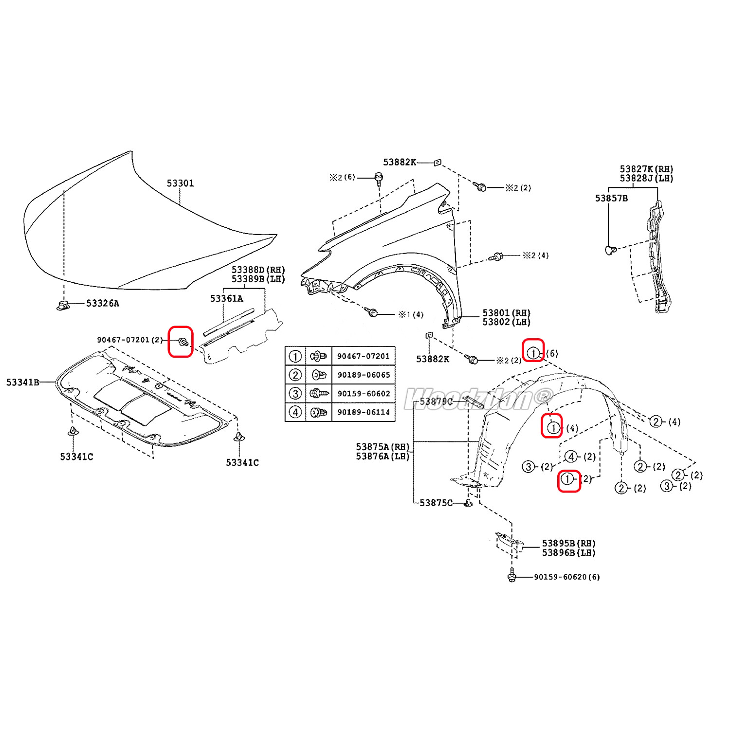50x Under Cover Fastener Clips for Lexus IS250 IS350 LS430 LS460 GS300 ...