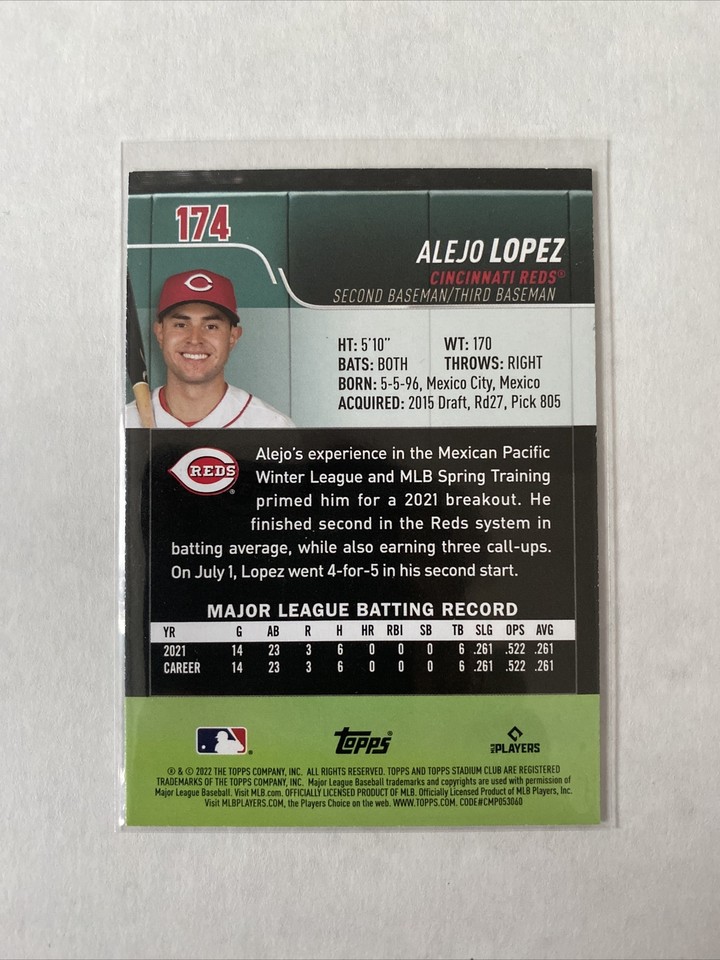 2022 Topps Stadium Club Alejo Lopez #174 Black & White Rookie SP ...