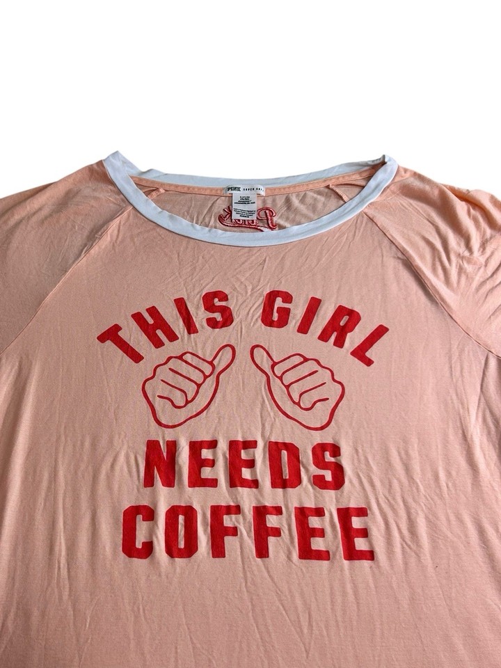 Victoria's Secret PINK Super Soft Sleep Shirt Sz Small Coffee Pajamas ...