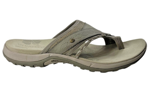 Merrell Women's Hollyleaf Leather & Textile Toe Ring Slide Sandal Taupe ...