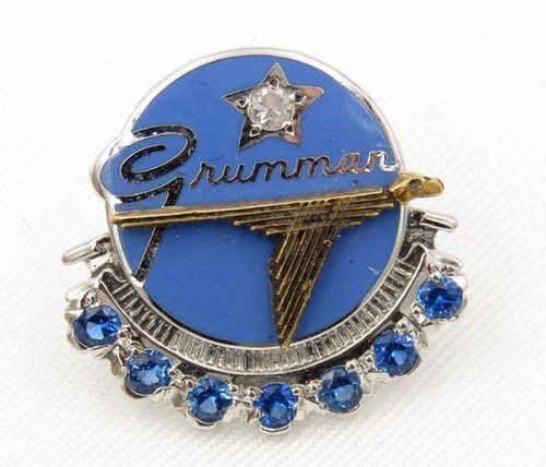 Grumman 10K service pin with 7 blue stones & 1 diamond | eBay
